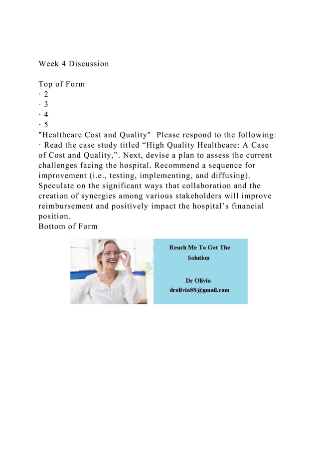 Week 4 Discussion Top of Form· 2· 3· 4· 5Healthcare.docx