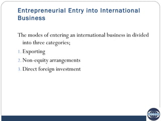 Importance of international entrepreneurship, | PPT