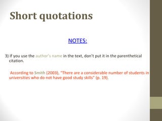 Week4g pptslides in text citation- quoting 4 | PPT