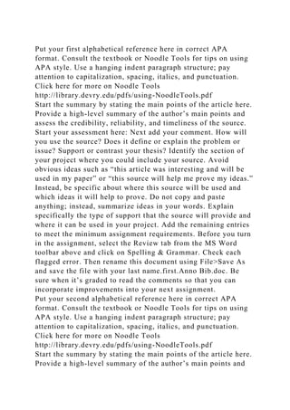 Week 4 Grading Rubric for Annotated BibliographySupportDevelopm.docx ...