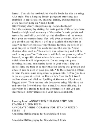 Week 4 Grading Rubric for Annotated BibliographySupportDevelopm.docx ...