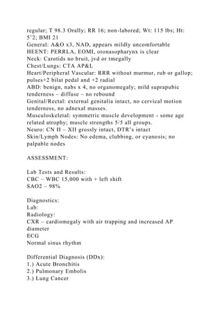 Week 4 Lab Assignment Differential Diagnosis for Skin Condition.docx