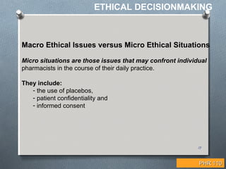 Ethics and Professionalism in Pharmacy | PPT