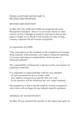 WEEK 4 LECTURE NOTES PART IIREVENUE RECOGNITIONREVENUE RECOG.docx ...