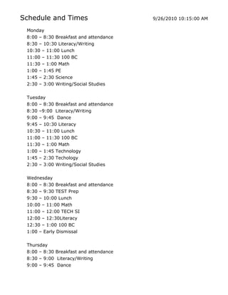 Week 4 lesson plans | DOCX