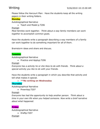 Week 4 lesson plans | DOCX