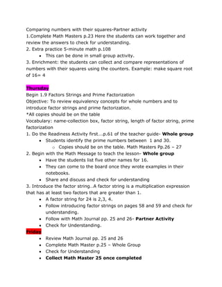 Week 4 lesson plans | DOCX