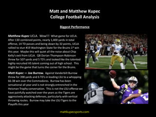 Matt Kupec: Father Son College Football Analysis Week #4 | PPTX