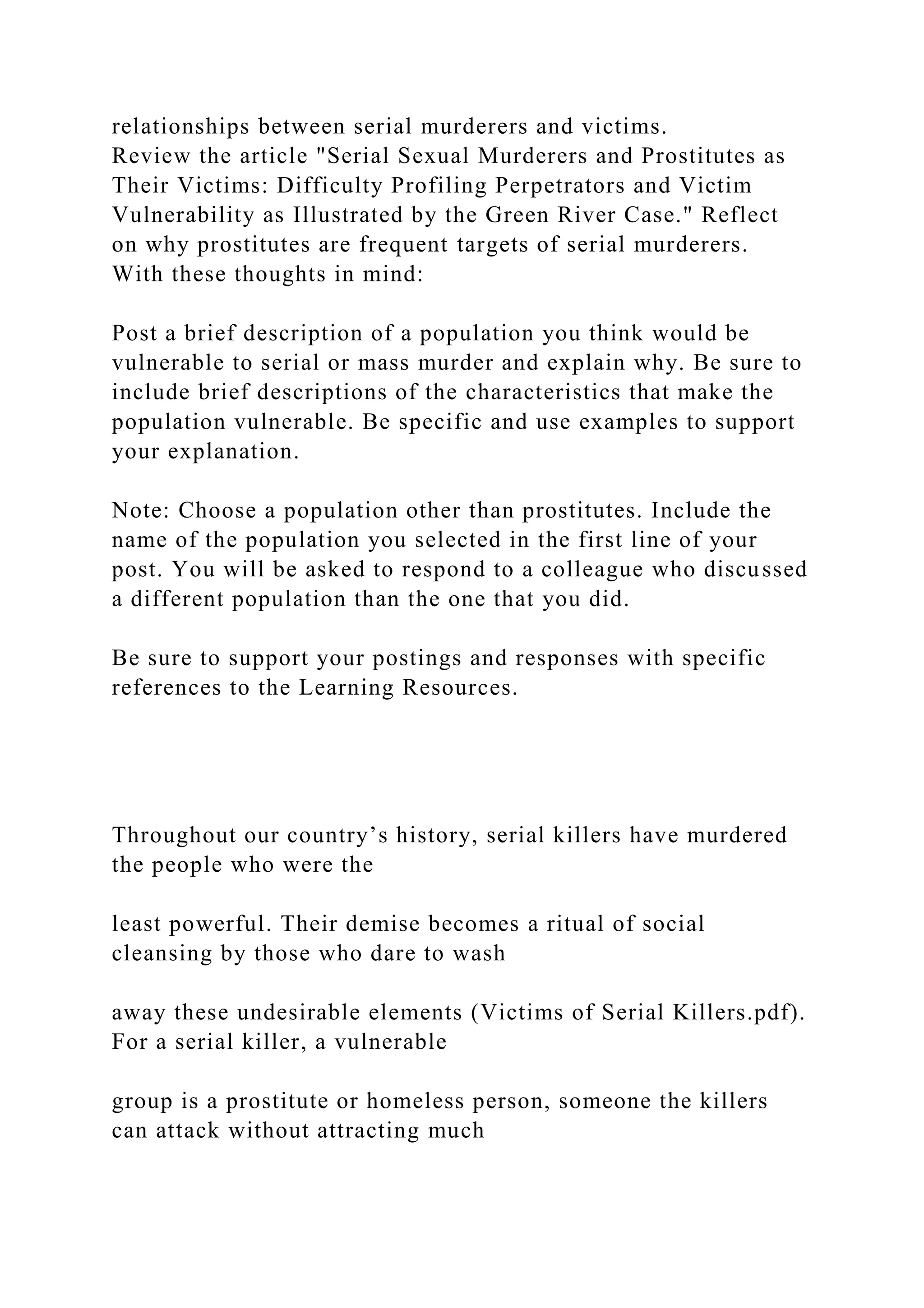 Week 4 Profiling and VictimsOne of the most horrific nightmares.docx ...