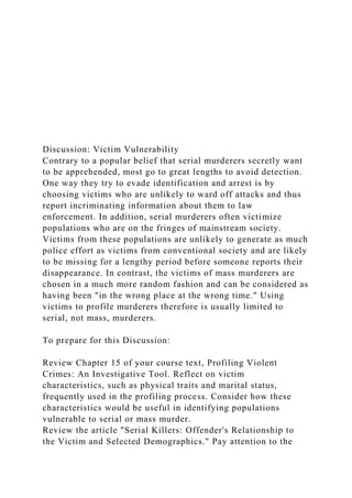 Week 4 Profiling and VictimsOne of the most horrific nightmares.docx ...