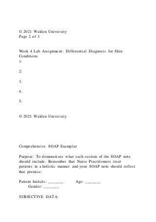 Week 4Skin Comprehensive SOAP Note TemplatePatient Ini | PDF