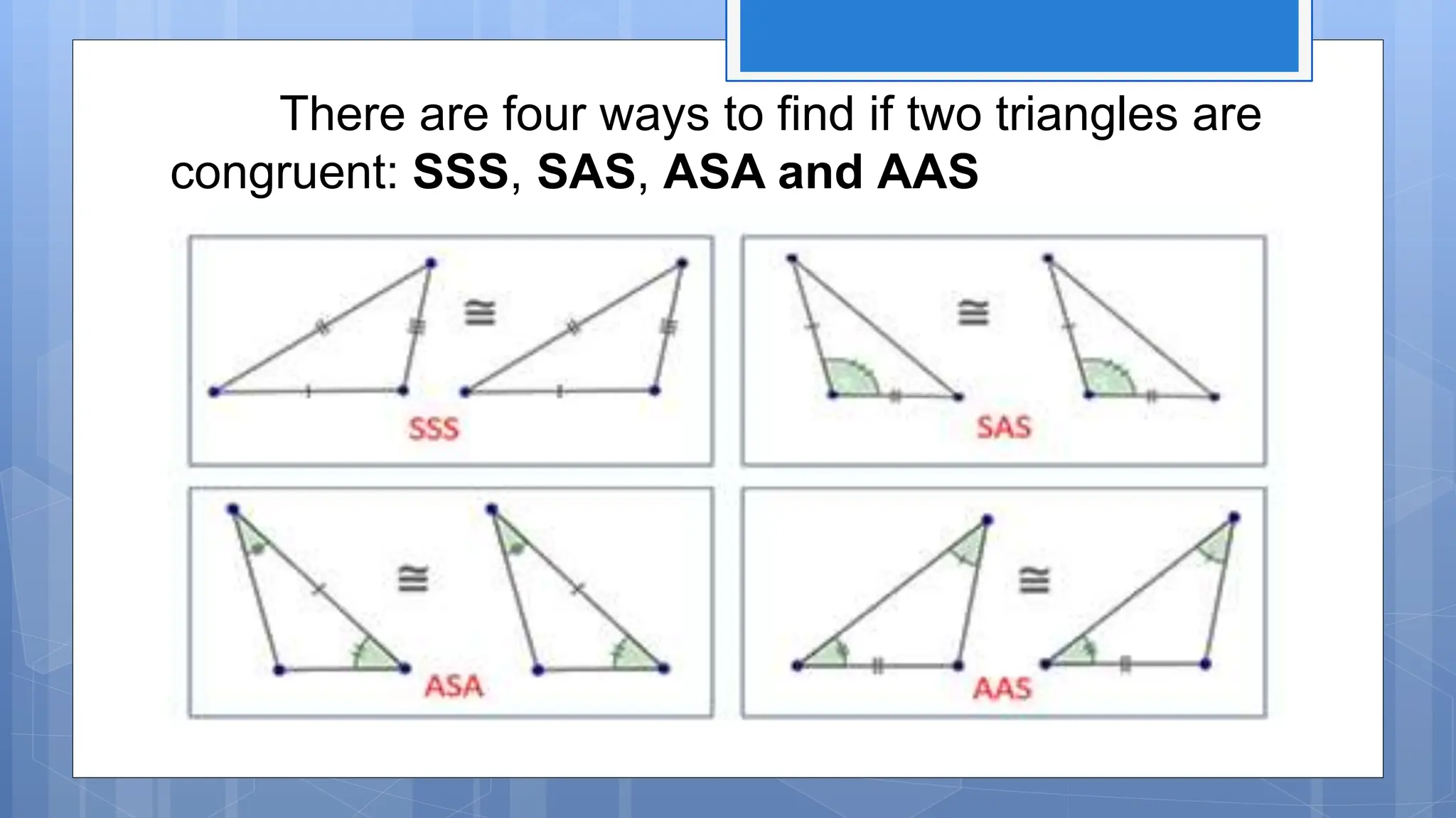 week 4 sss, sas, asa, saa.pptx MATH GRADE 8 | PPTX