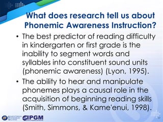 Week 4 topic 4 phonemic awareness isolation and blending c&l | PDF