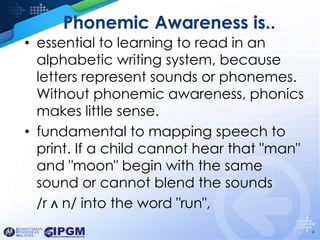 Week 4 topic 4 phonemic awareness isolation and blending c&l | PDF