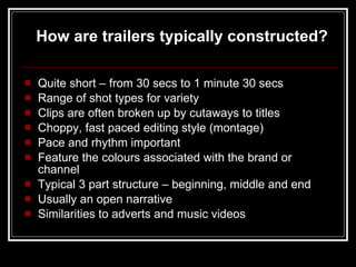 Week 4 tv trailers form and conventions | PPT | Television | Entertainment