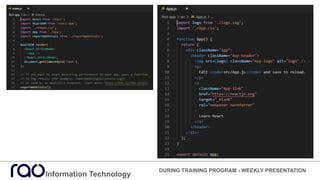 Overview of React.JS - Internship Presentation - Week 5 | PDF