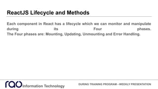 Overview of React.JS - Internship Presentation - Week 5 | PDF