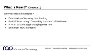 Overview of React.JS - Internship Presentation - Week 5 | PDF