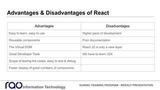 Overview of React.JS - Internship Presentation - Week 5 | PDF