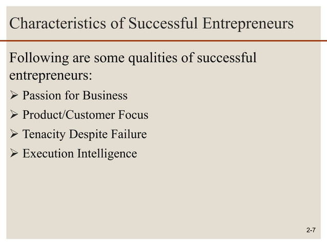 Entrepreneur and Characteristics of Successful Entrepreneurship | PPT