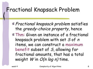 Knapsack prooblem using greedy based algoithm | PPT