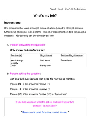 Week 5 - Class 1 - What's My Job-Instructions | DOC