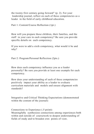 Week 5 - Journal Leadership Journal Leadership Co | DOCX