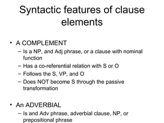 Week 5 syntactic and semantic role of clause elements (with key) | PPT