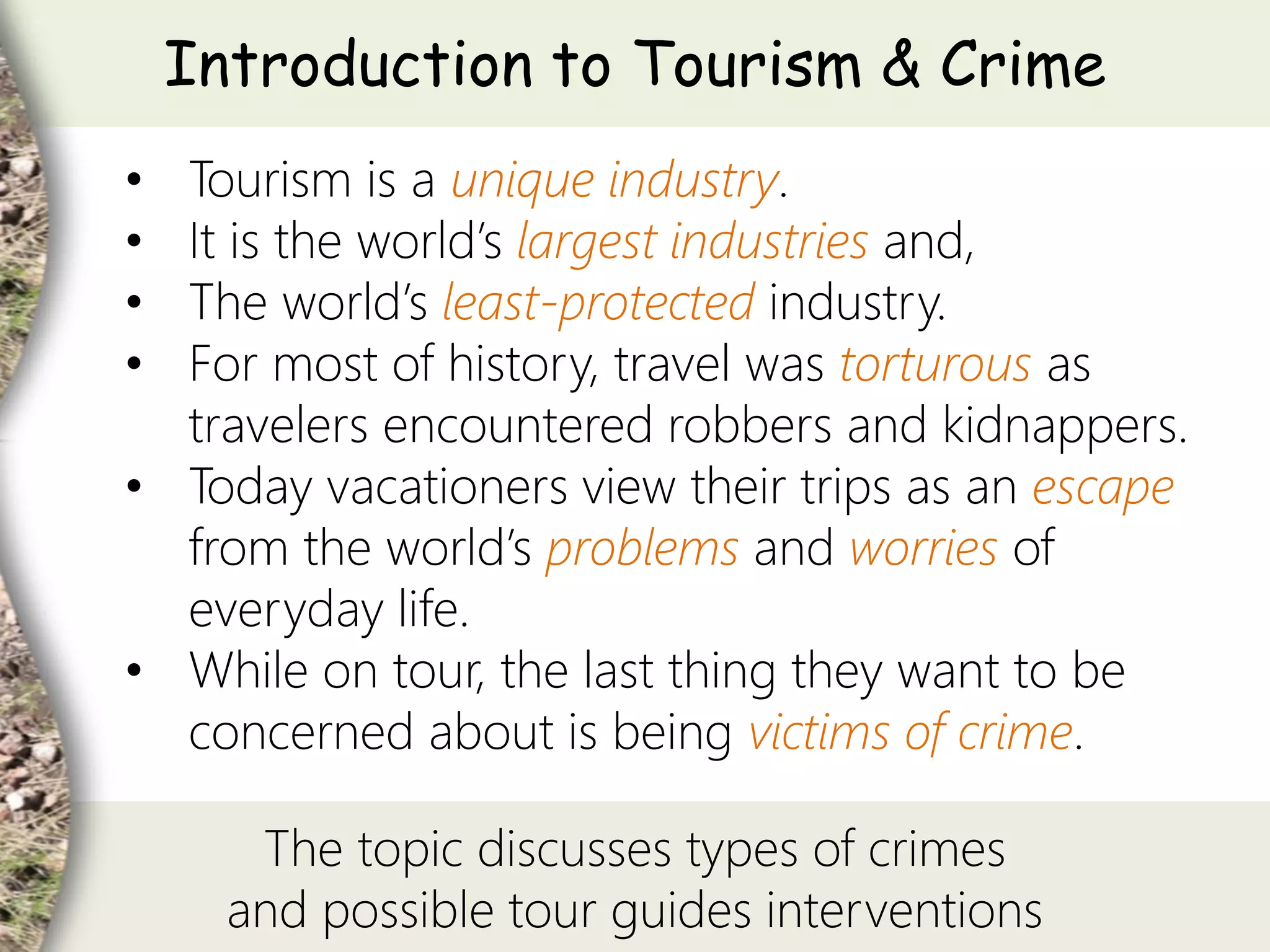 Tourist Security and the Role of the Tour Guide | PDF