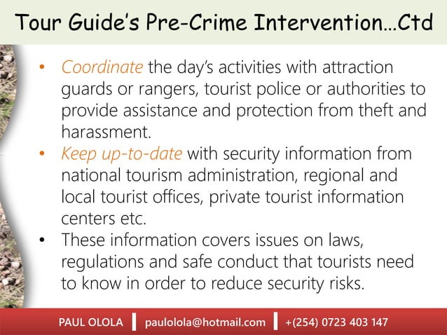 Tourist Security and the Role of the Tour Guide | PDF | Crime & Harmful ...