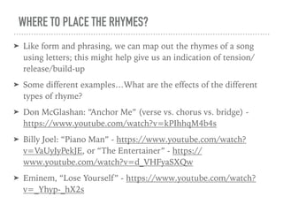 Songwriting Studies, Week 5a - Rhyme | PPT
