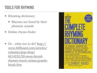 Songwriting Studies, Week 5a - Rhyme | PPT