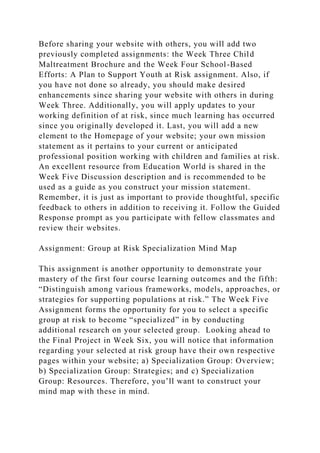 Week 5 Assignment Group At Risk Specialization Mind MapThis assi.docx | Educational Assessment ...