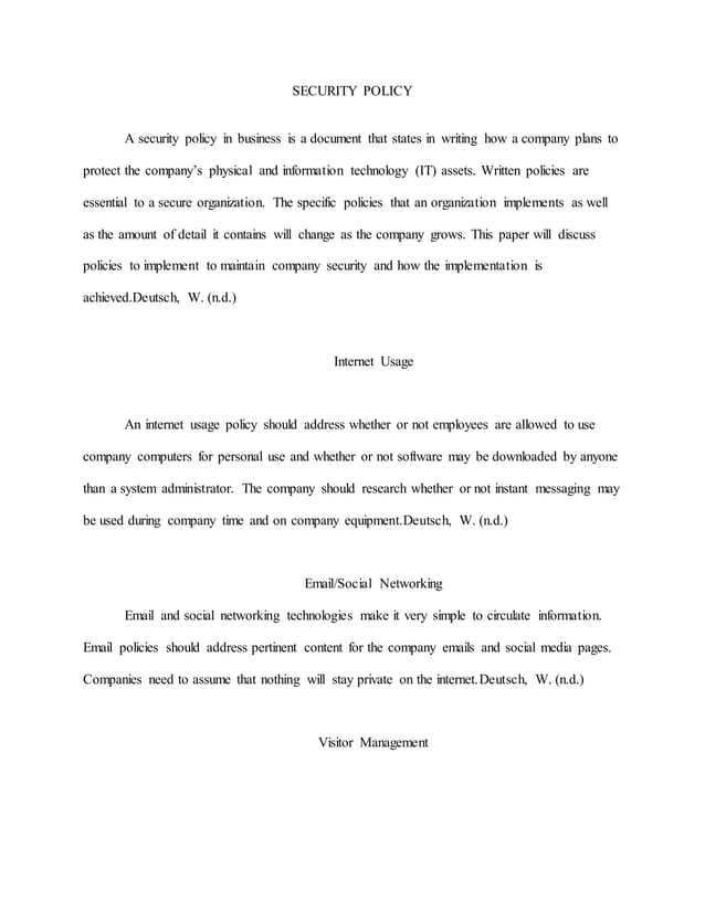 Security Policy | DOCX | Business | Business and Finance