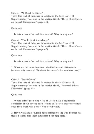 WEEK 5CASE STUDY EXERCISEOBLIGATIONS TO EMPLOYEESCase 1.docx