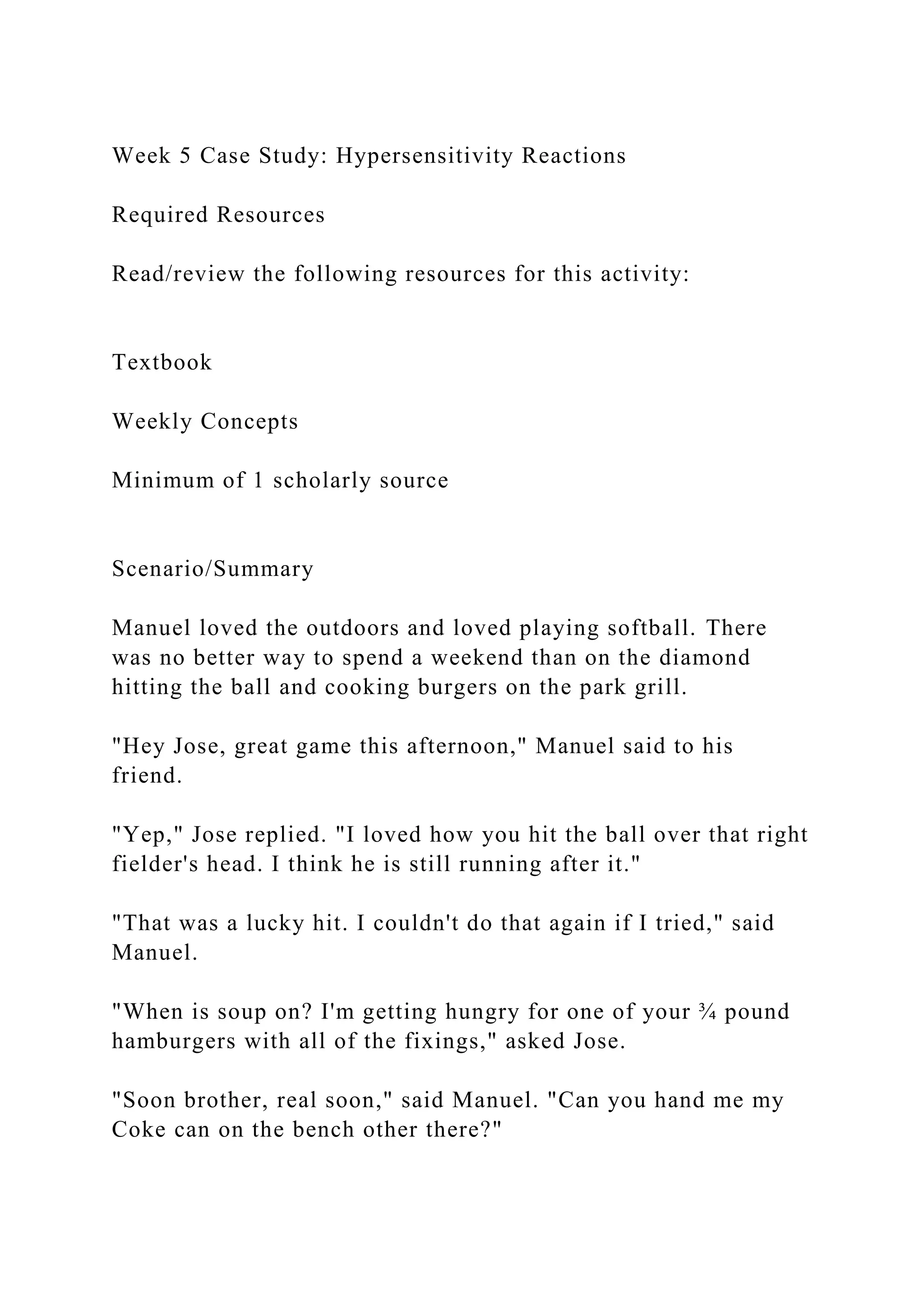 Week 5 Case Study Hypersensitivity ReactionsRequired Resources | PDF