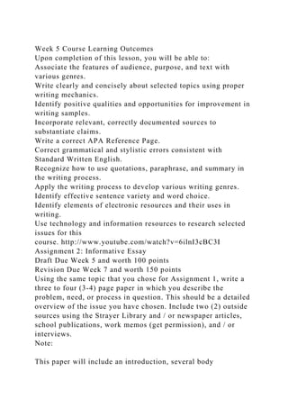 Week 5 Course Learning OutcomesUpon completion of this lesson, you.docx