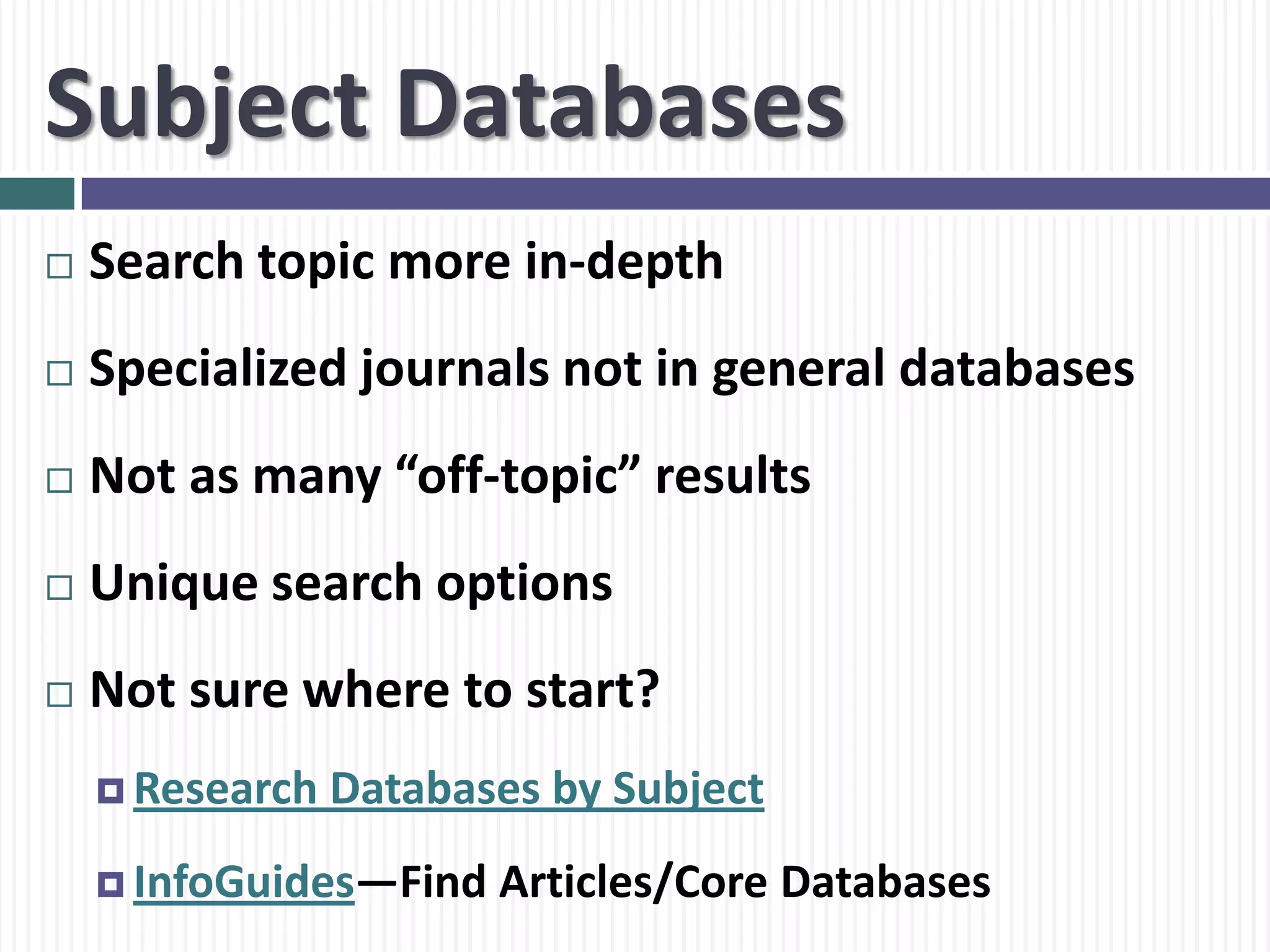 Navigating the Research Databases | PPTX