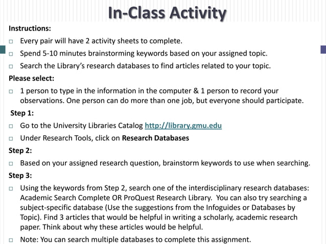 Navigating the Research Databases | PPTX | Databases | Computer Software and Applications