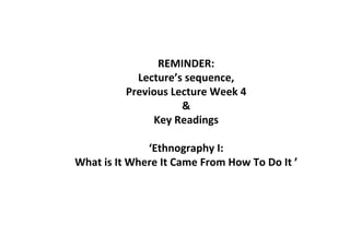 ETHNOGRAPHY II: Data Analysis & Writing Ethnography | PPT
