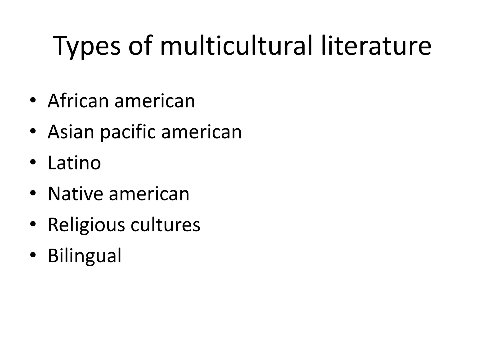 Week 5 multicultural literature | PPTX