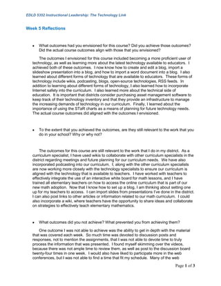 Week 5 Reflections | PDF