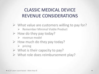 UCSF Life Sciences Week 5 Devices: Revenue streams | PPT