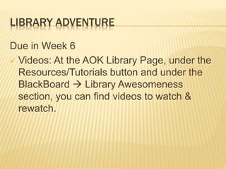 Library Adventure - Annotated Bibliography | PPT
