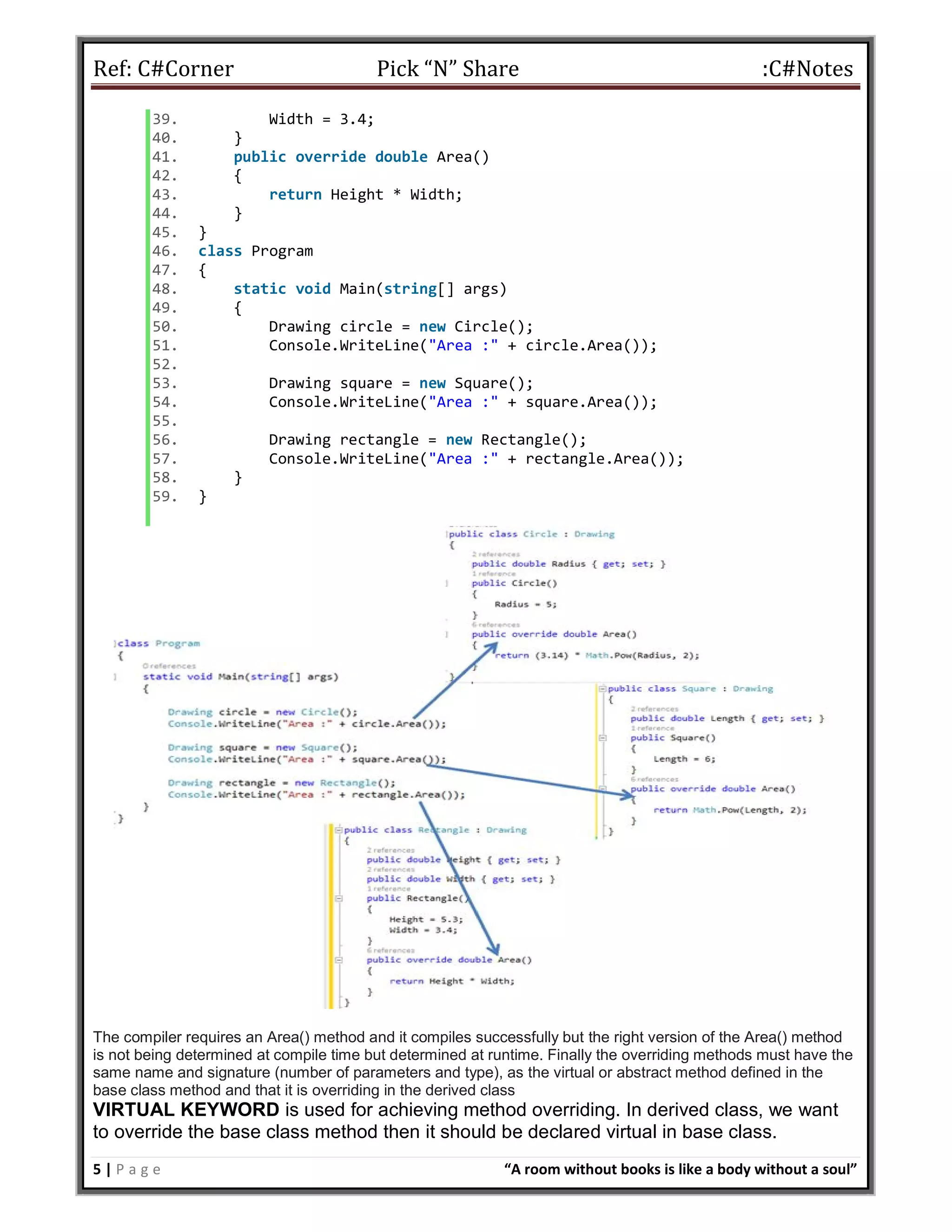 Polymorphism, Abstarct Class and Interface in C# | PDF