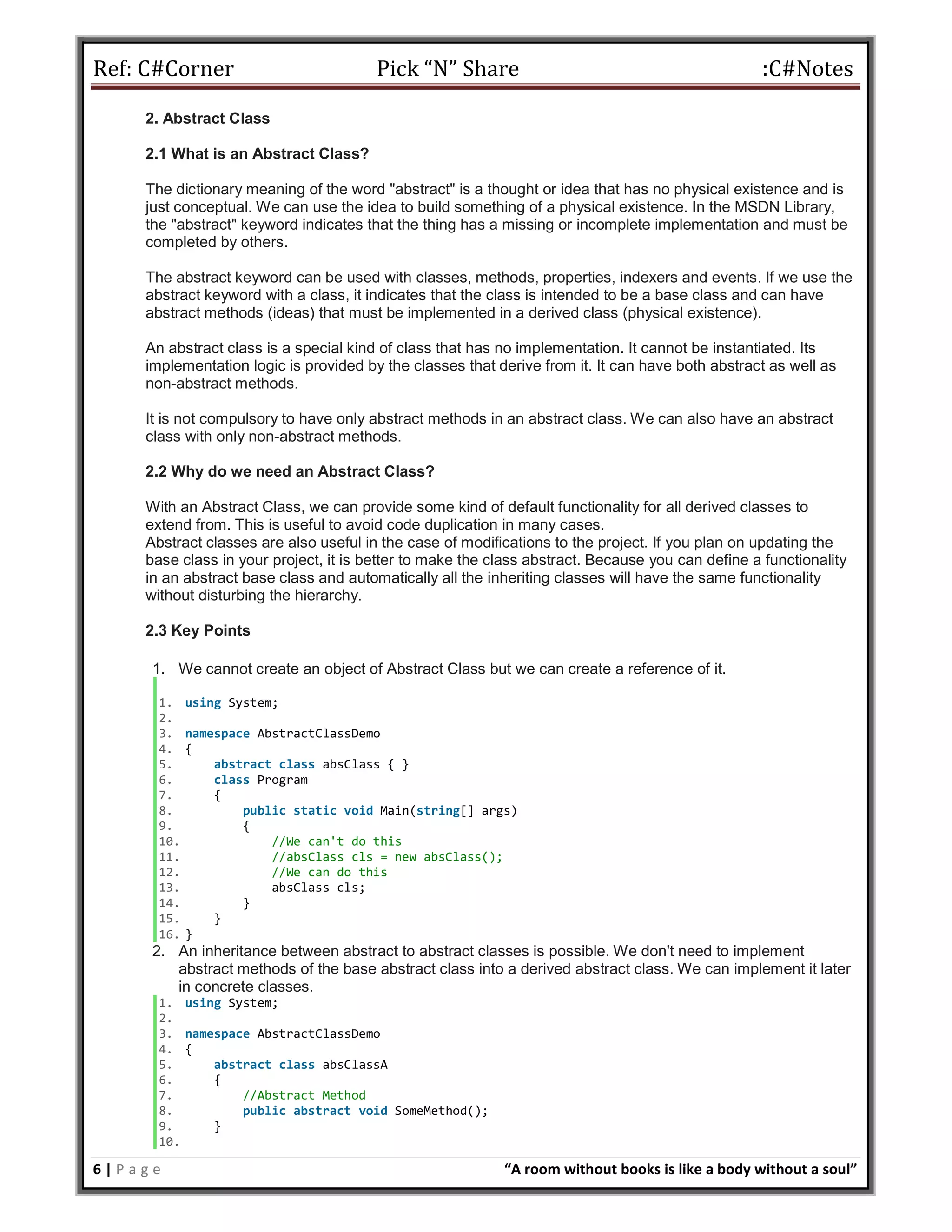 Polymorphism, Abstarct Class and Interface in C# | PDF