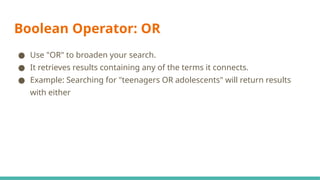 Search techniques in library research lecture | PPT