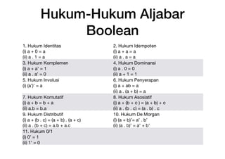 Week 6 - Aljabar Boolean (Hukum Logika) | PDF