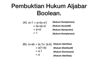 Week 6 - Aljabar Boolean (Hukum Logika) | PDF