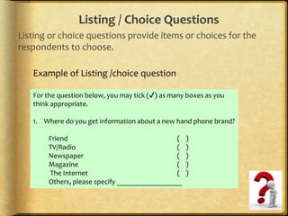 Week6 7a- developing a questionnaire | PPSX